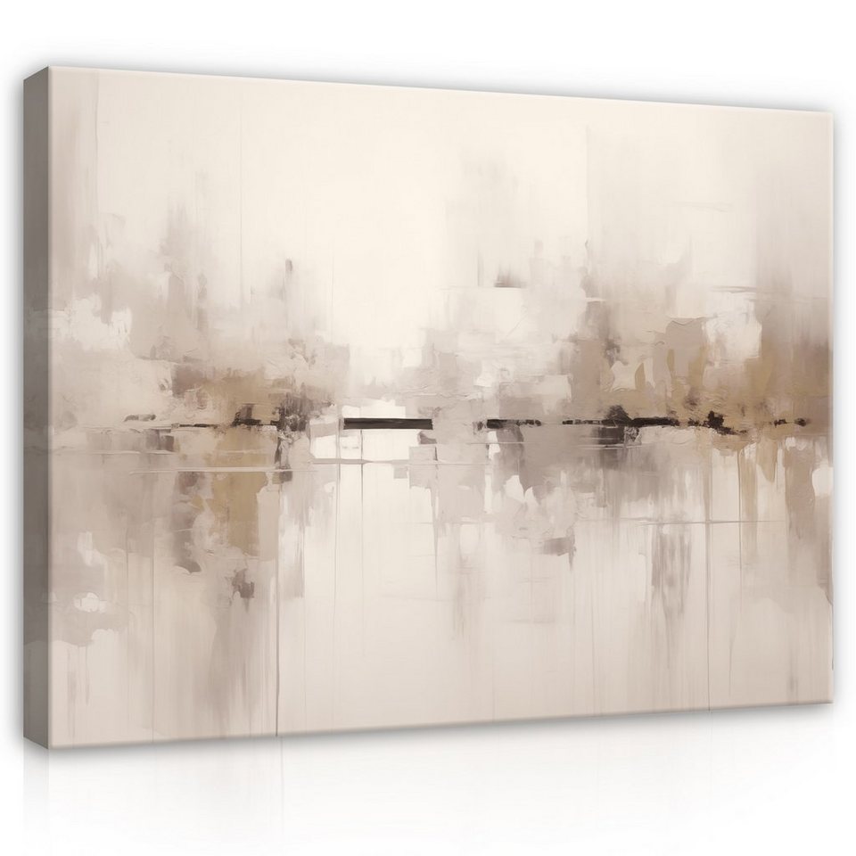 Wallarena Leinwandbild Abstrakt Kunst Beige Modern Wandbild Groß
