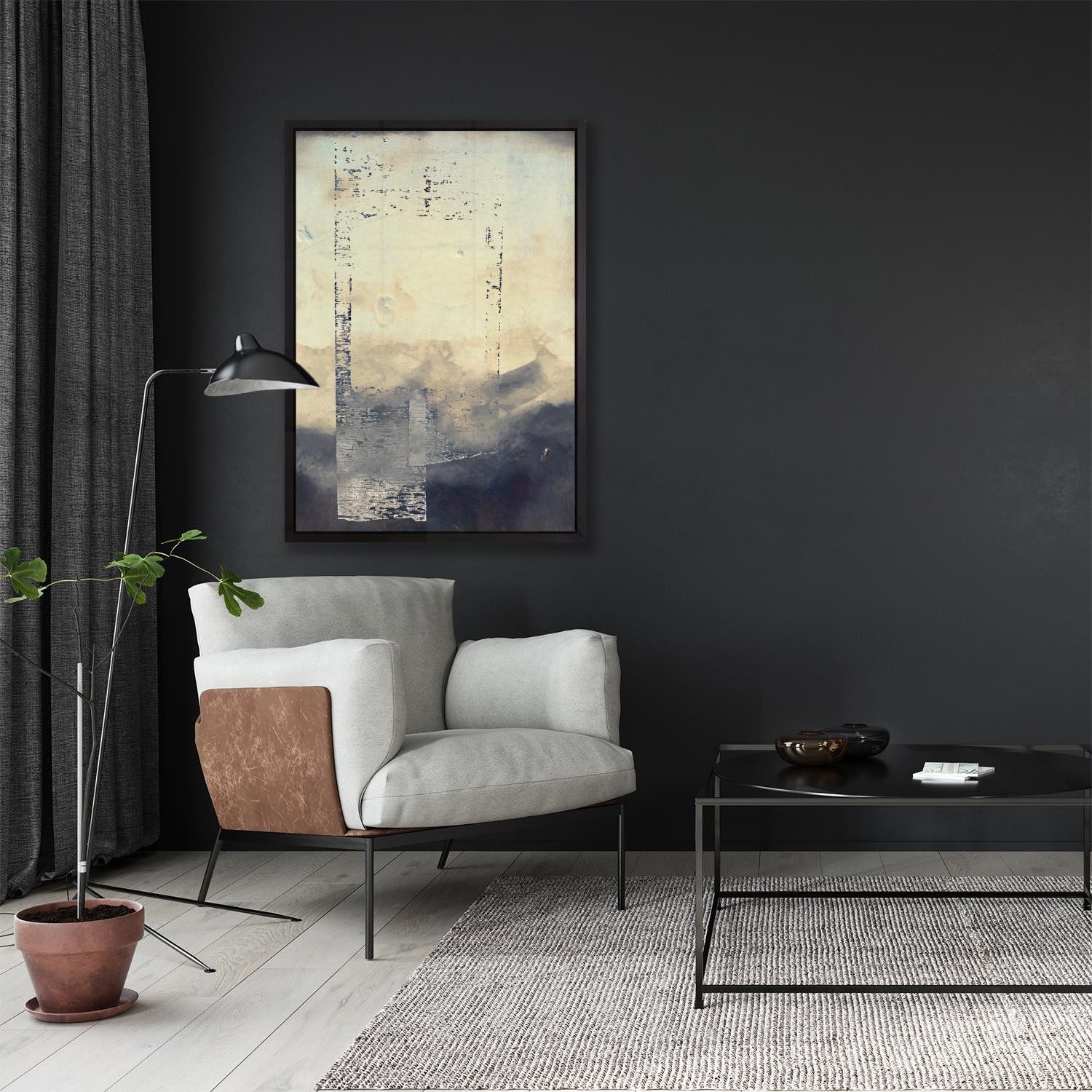 queence Leinwandbild Abstrakt Beige, Abstrakt, Kunst, mit einem Schattenfugenrahmen veredelt