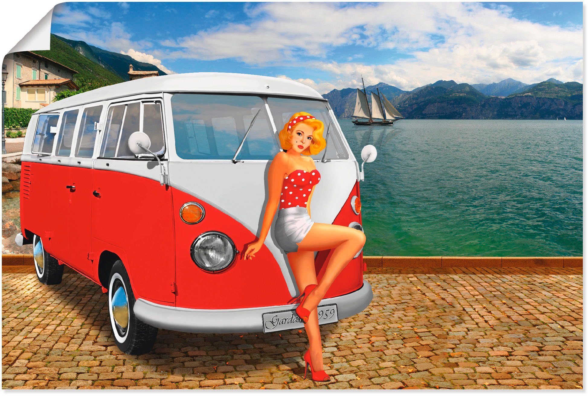 Artland Wandbild Urlaub Am Gardasee 1959 Frau 1 Stück In Vielen