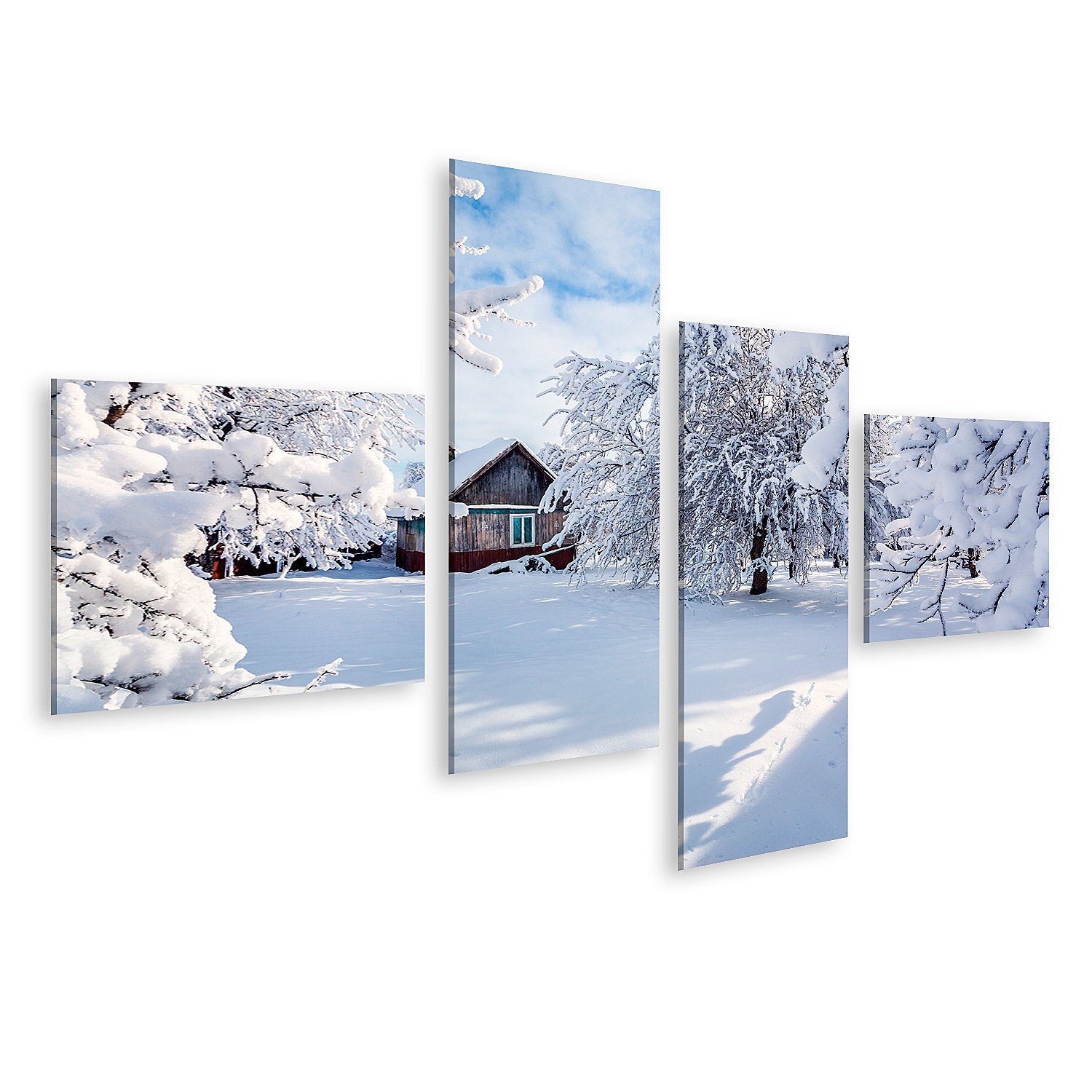 islandburner Leinwandbild Bild auf Leinwand Wintermärchen Starker Schneefall Wandbild Poster Kun