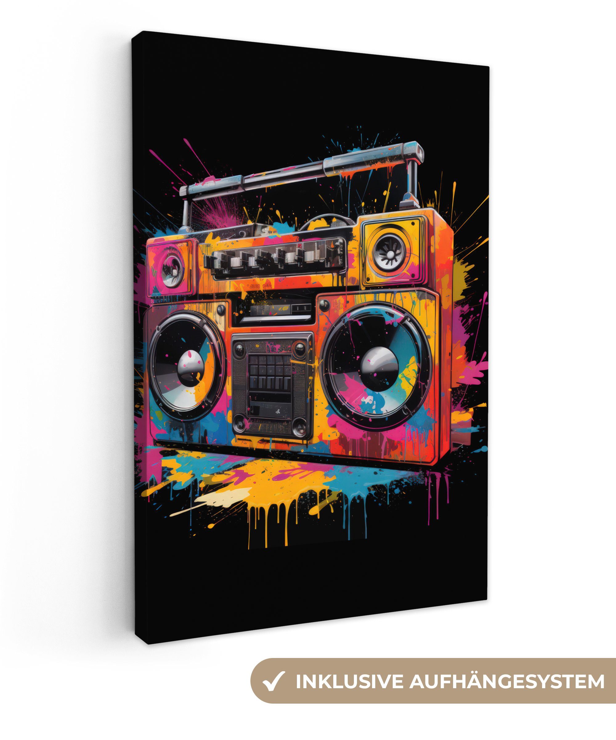 Onemillioncanvasses® Leinwandbild Radio Graffiti Box Farben