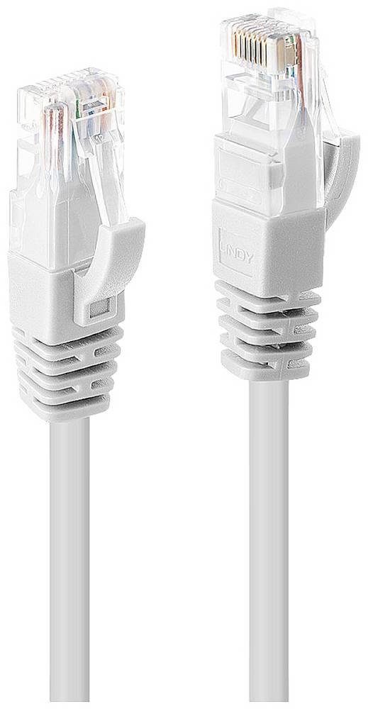 Lindy LINDY 48095 RJ45 Netzwerkkabel, Patchkabel CAT 6 U/UTP 5.00 m Weiß 1 LAN-Kabel, (5 cm)