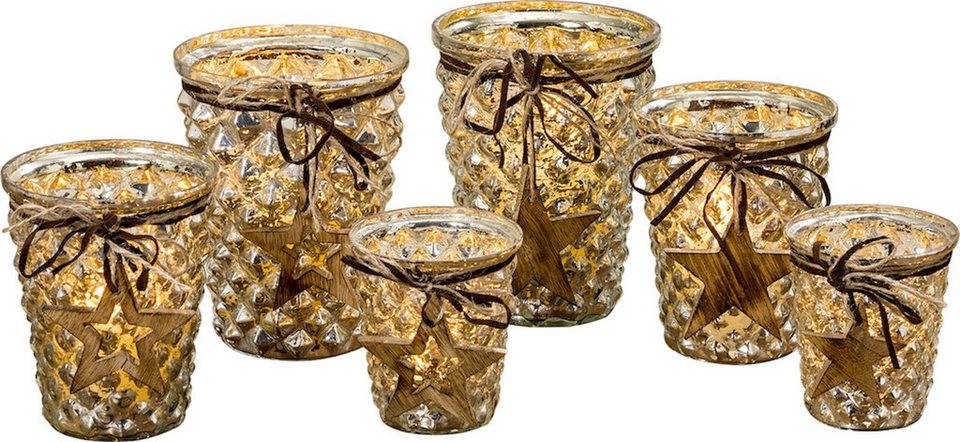 Boltze Gruppe Gmbh Windlicht Windlicht Set Leotizia 6tlg Glas Lackiert