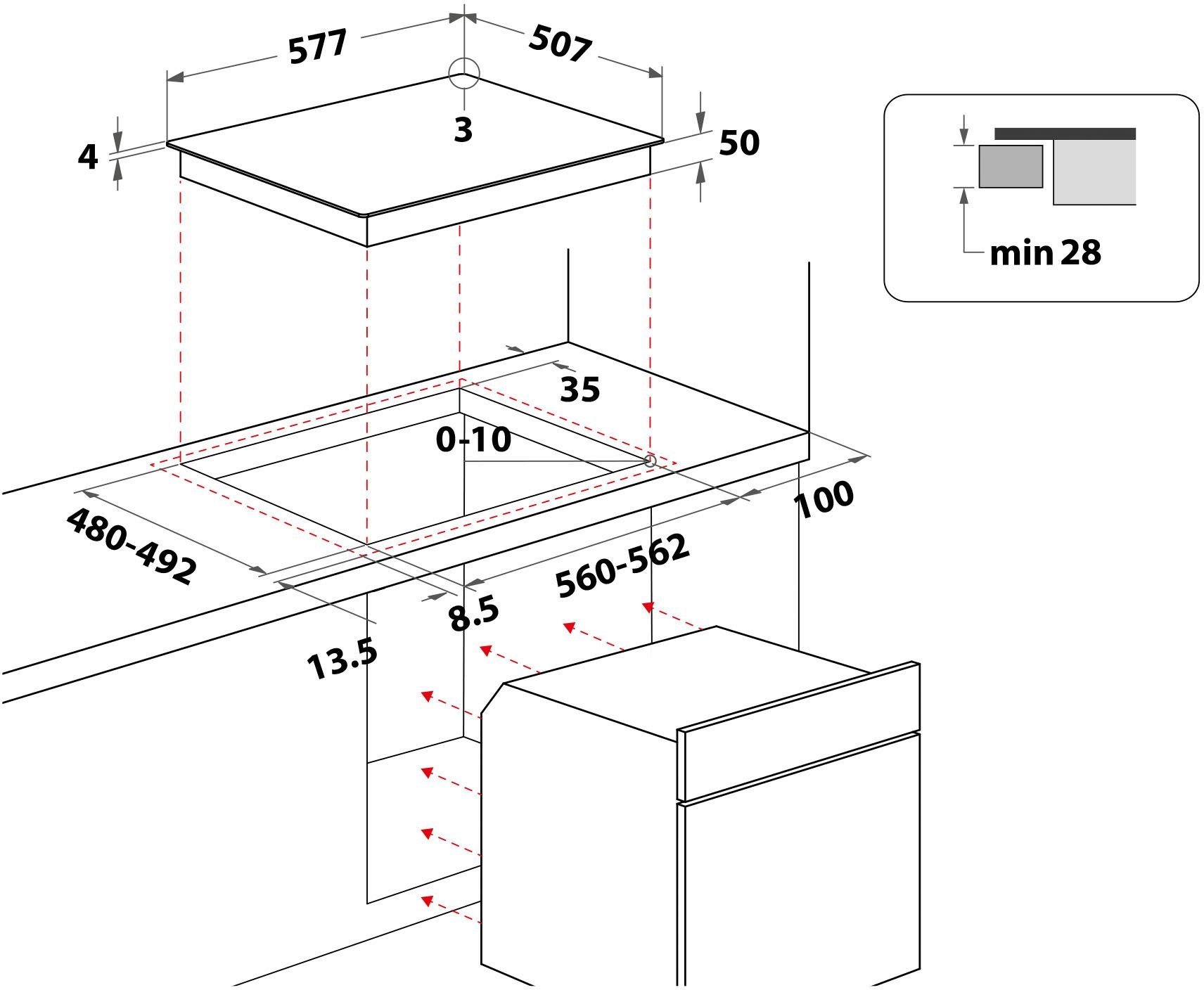 BAUKNECHT Flex-Induktions-Herd-Set HEKO LIMBO FLEXI, mit 3-fach-Teleskopauszug, PowerHeißluft