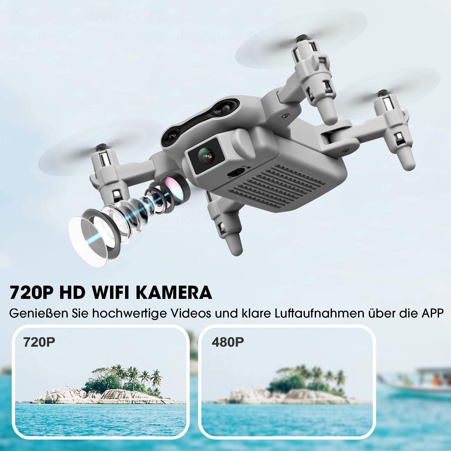 4DRC V9 Mini Drohne mit FPV Kamera faltbarer RC Quadrocopte Spielzeug Drohne 720p Hohenhaltung Geschwindigkeitsanpassung 3D Flips