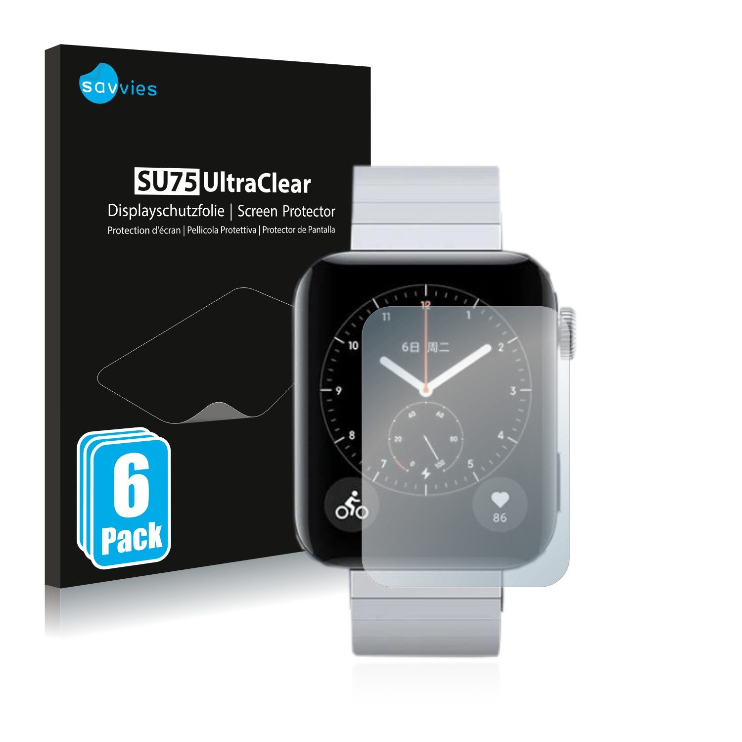 Savvies Schutzfolie für Xiaomi Redmi Watch, Displayschutzfolie, 6 Stück, Folie klar