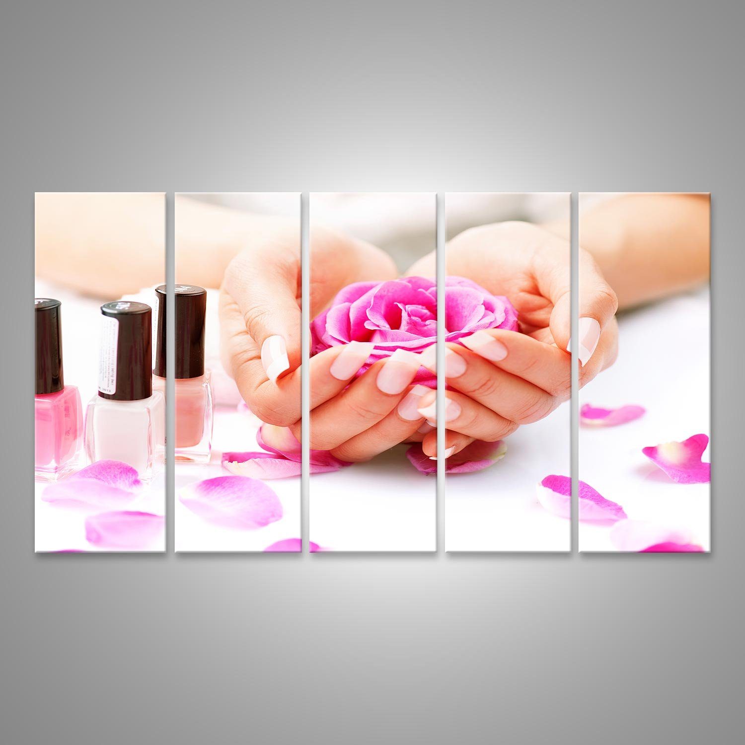 islandburner Leinwandbild »Bild auf Leinwand Maniküre Und Hände Spa Schöne Frau Hände Closeup ...