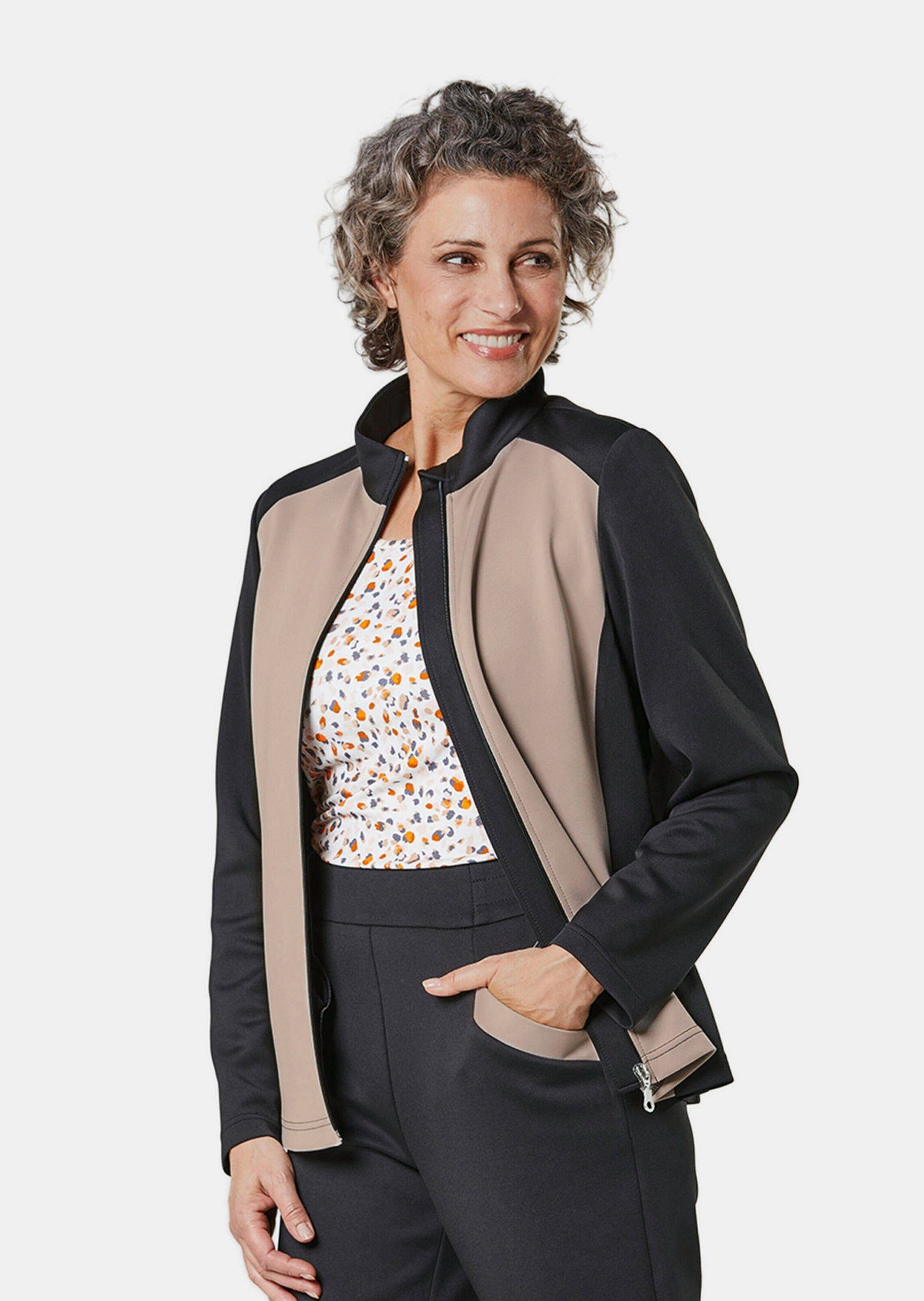 Goldner Shirtjacke Leichte Freizeitjacke Mit Stehkragen Und Reißverschluss