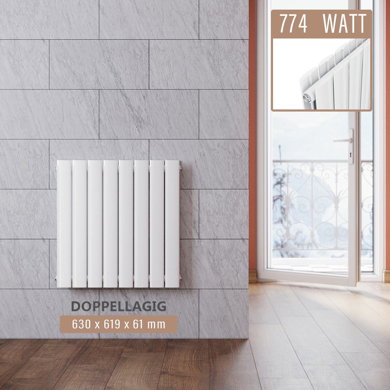 ELEGANT Heizkörper heizkörper Design Flach mit Multiblock, Einlagig ...