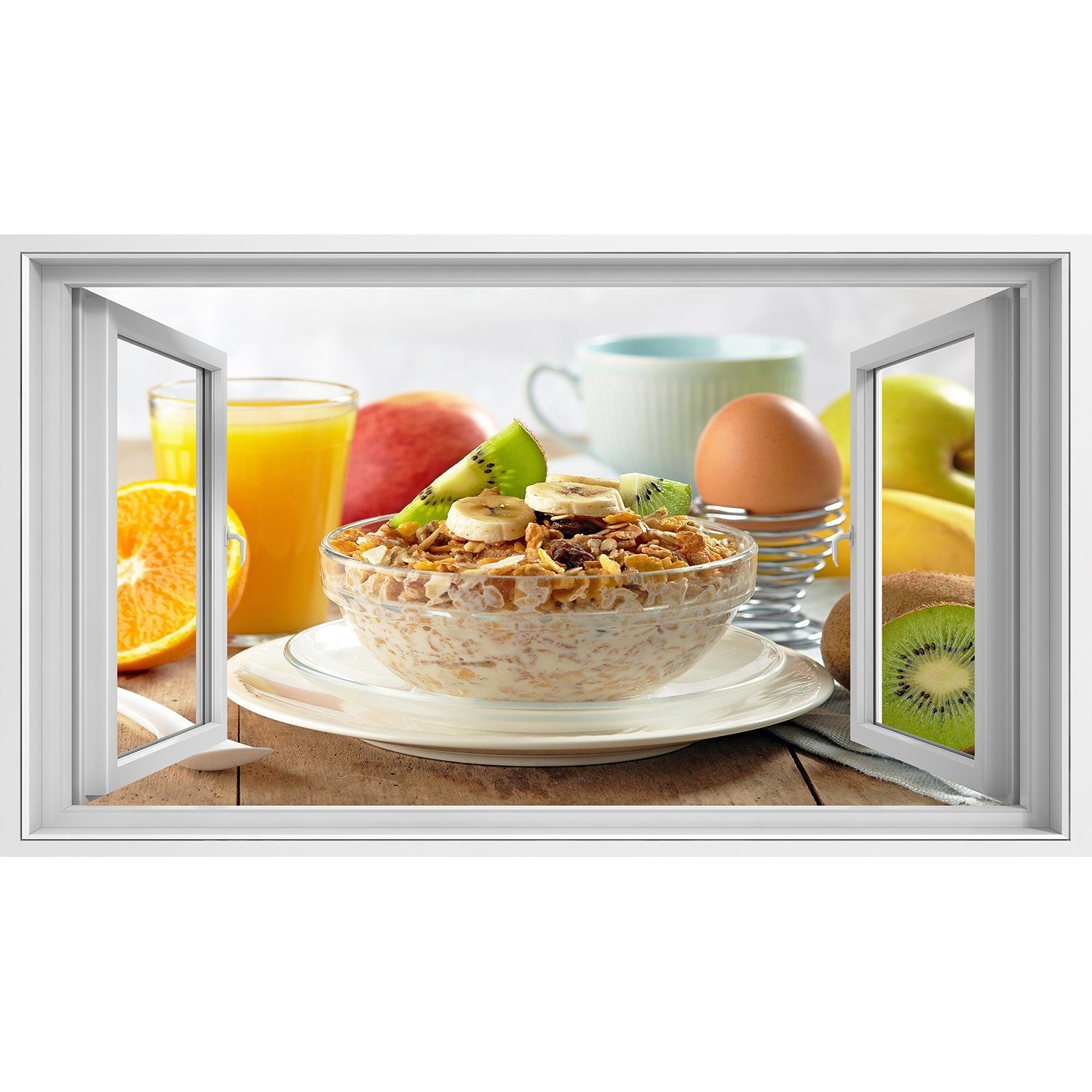islandburner Leinwandbild Fensterblick Gesundes Frühstück Sagenhafter Effekt Wandbild Leinwandbi