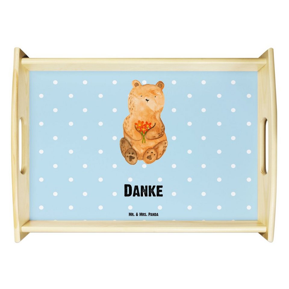 Mr And Mrs Panda Tablett Dankbär Blau Pastell Geschenk Holztablett