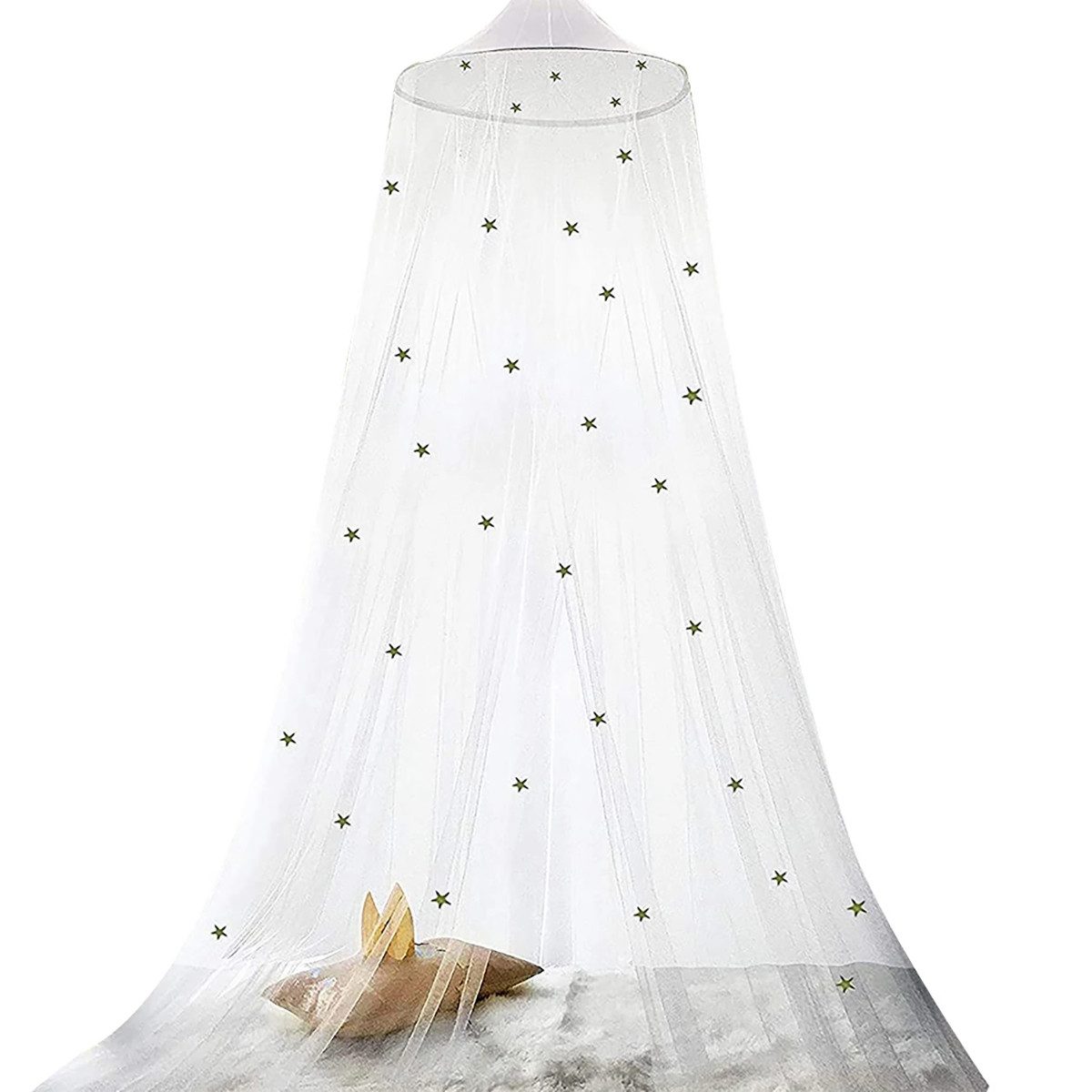 DOPWii Moskitonetz Fliegennetz Anti Insektenschutz Doppelbett mit Leuchtsterne, ohne Bohren ...