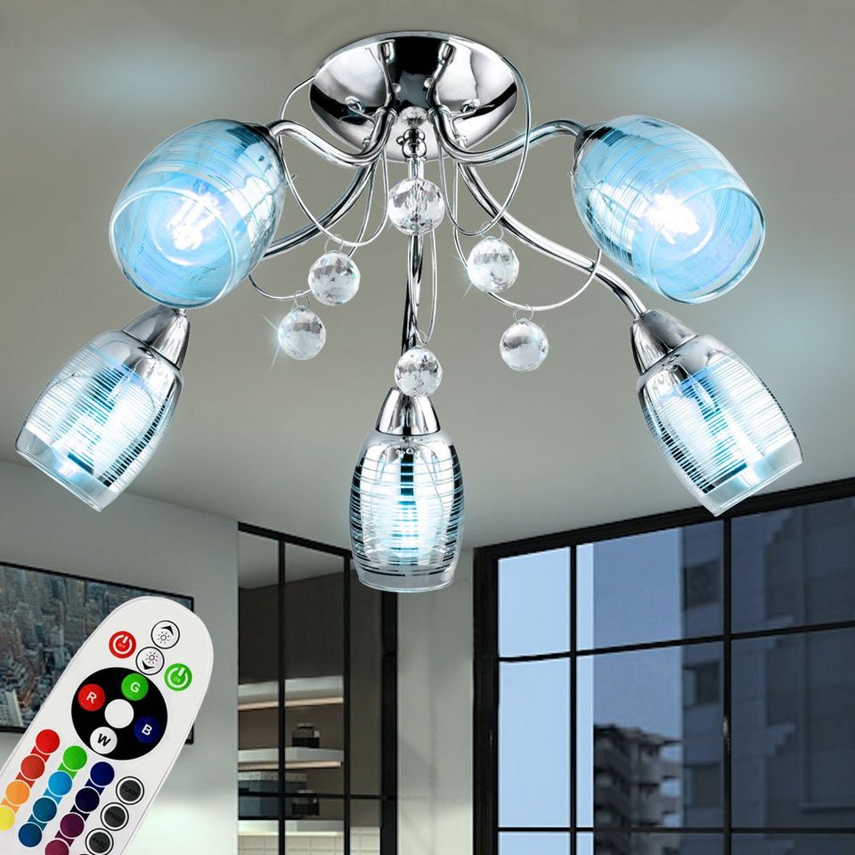 Etc Shop Deckenleuchte Design Decken Leuchte Fernbedienung Dekor Glas