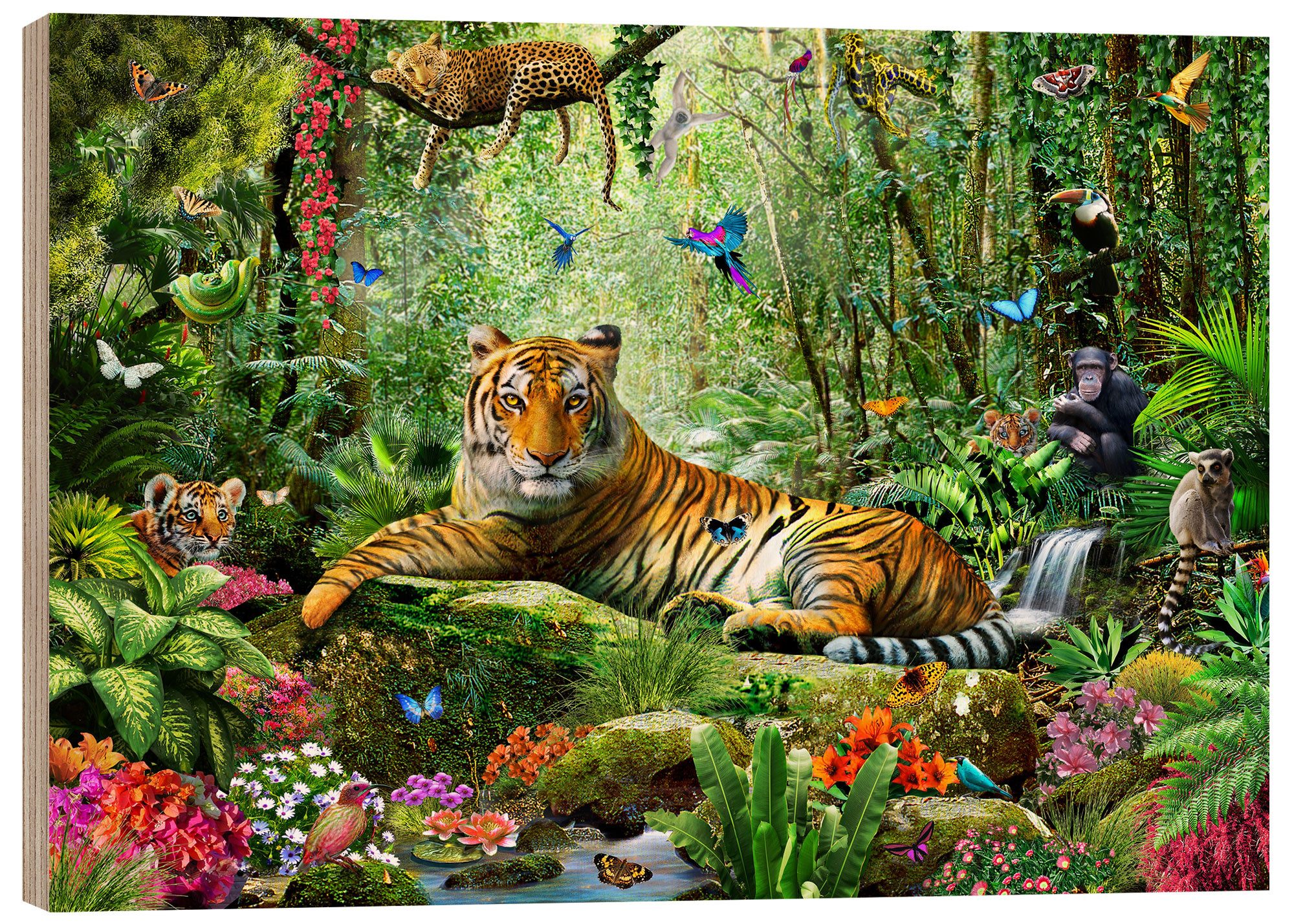 Posterlounge Holzbild Adrian Chesterman Tiger Im Dschungel