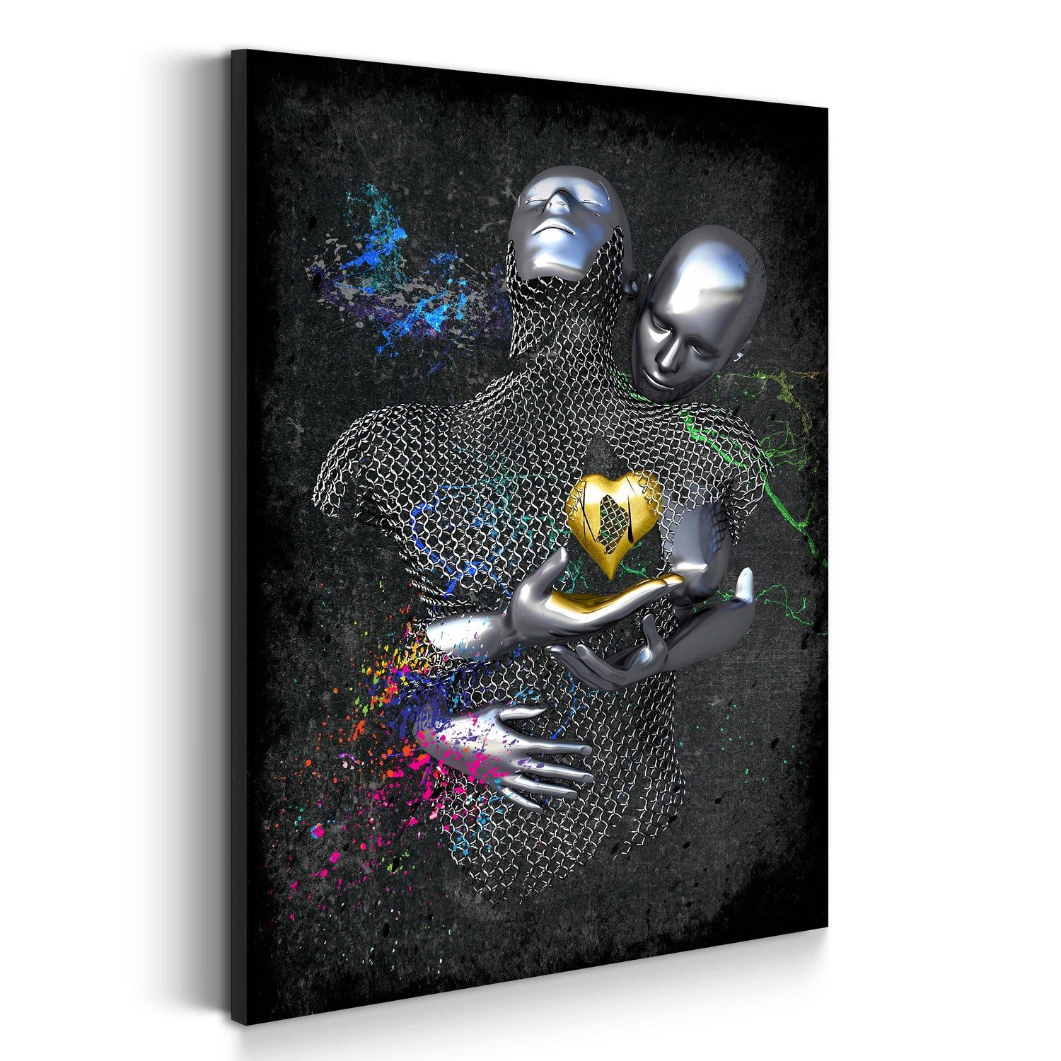 Artedinoi Leinwandbild Abstract Metallfiguren Herz Leinwandbild
