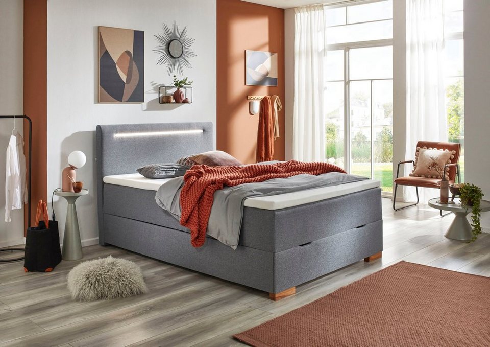 Boxspringbett Cooper Inkl Bettkasten Topper Und Led Beleuchtung Im