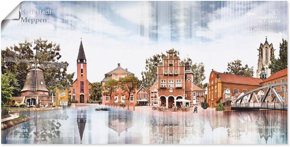 Artland Wandbild Meppen Skyline Abstrakte Collage Deutschland 1