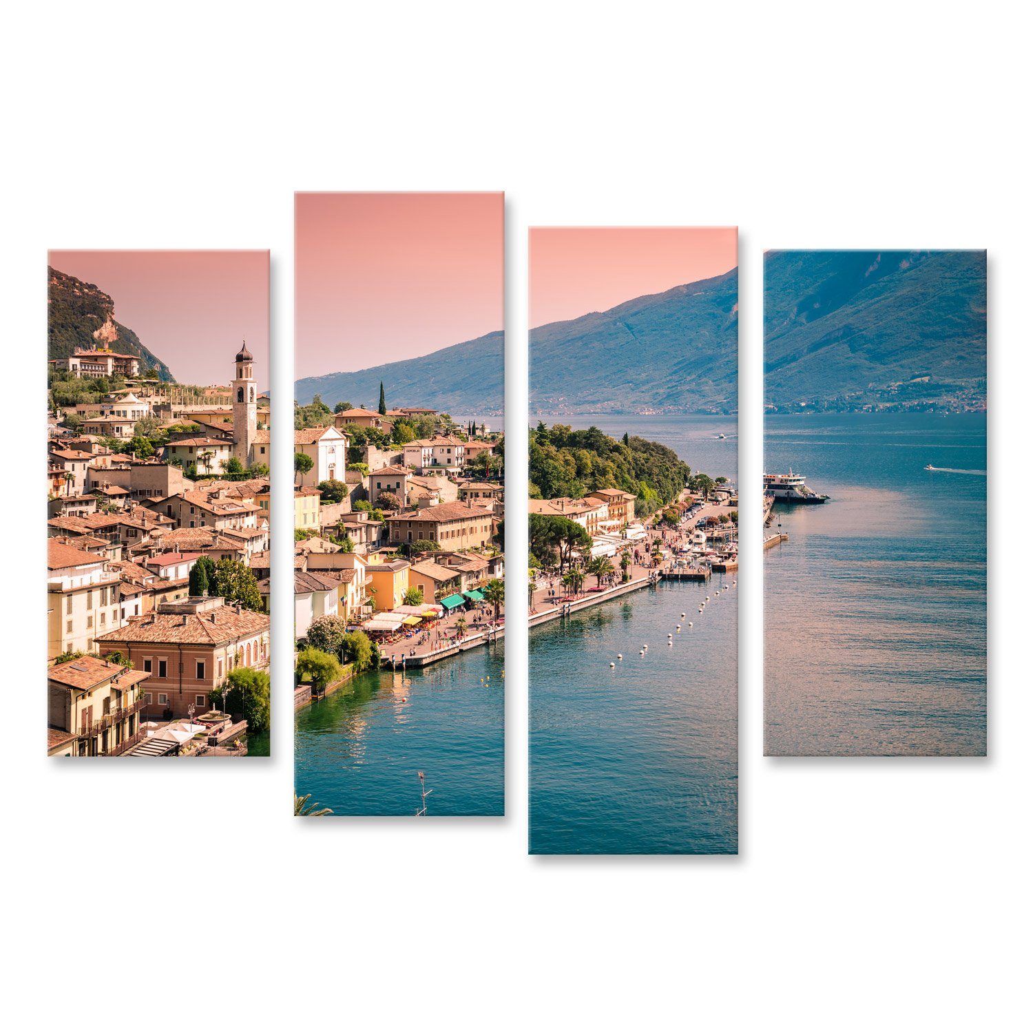islandburner Leinwandbild »Bild auf Leinwand Panorama Limone Sul Garda Gardasee Italien ...