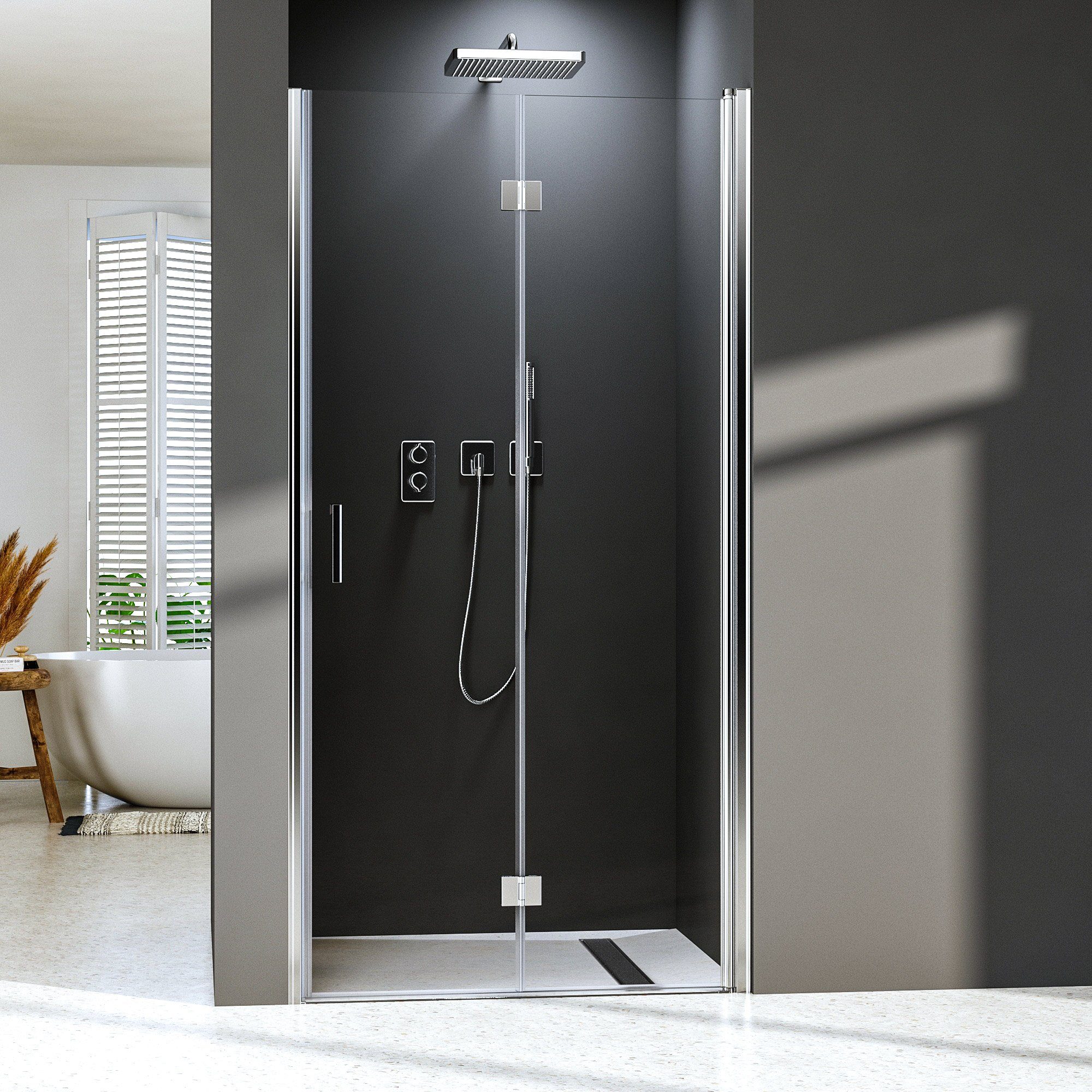 Boromal Dusch Drehtür Nischentür Dusche 70 120cm Duschtür Faltbar
