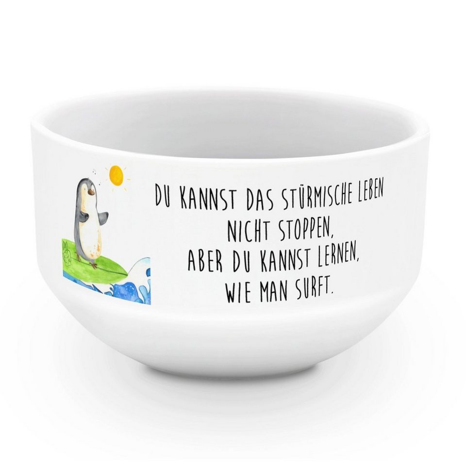 Mr. & Mrs. Panda Müslischale Pinguin Surfer - Weiß - Geschenk, Wellen ... Mr. & Mrs. Panda Müslischale Pinguin Surfer - Weiß - Geschenk, Wellen ...