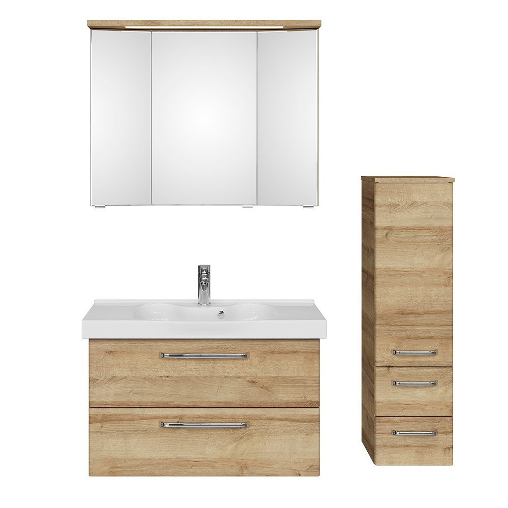 Lomadox Badmöbel-Set TRENTO-66, (Spar-Set, 4-St), Badmöbel Set mit LED Beleuchtung in Riviera ...