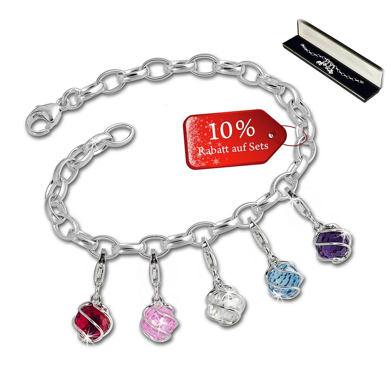 SilberDream Charm-Einhänger Set »SilberDream Armband Charms Je taime Kugeln« (Charmssets, 6-tlg ...