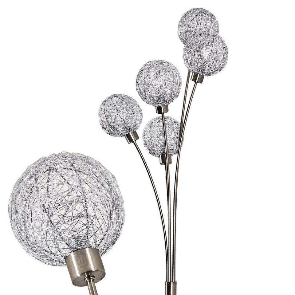 Hofstein Stehlampe Lerici Stehleuchte Nickel Mattsilberfarben