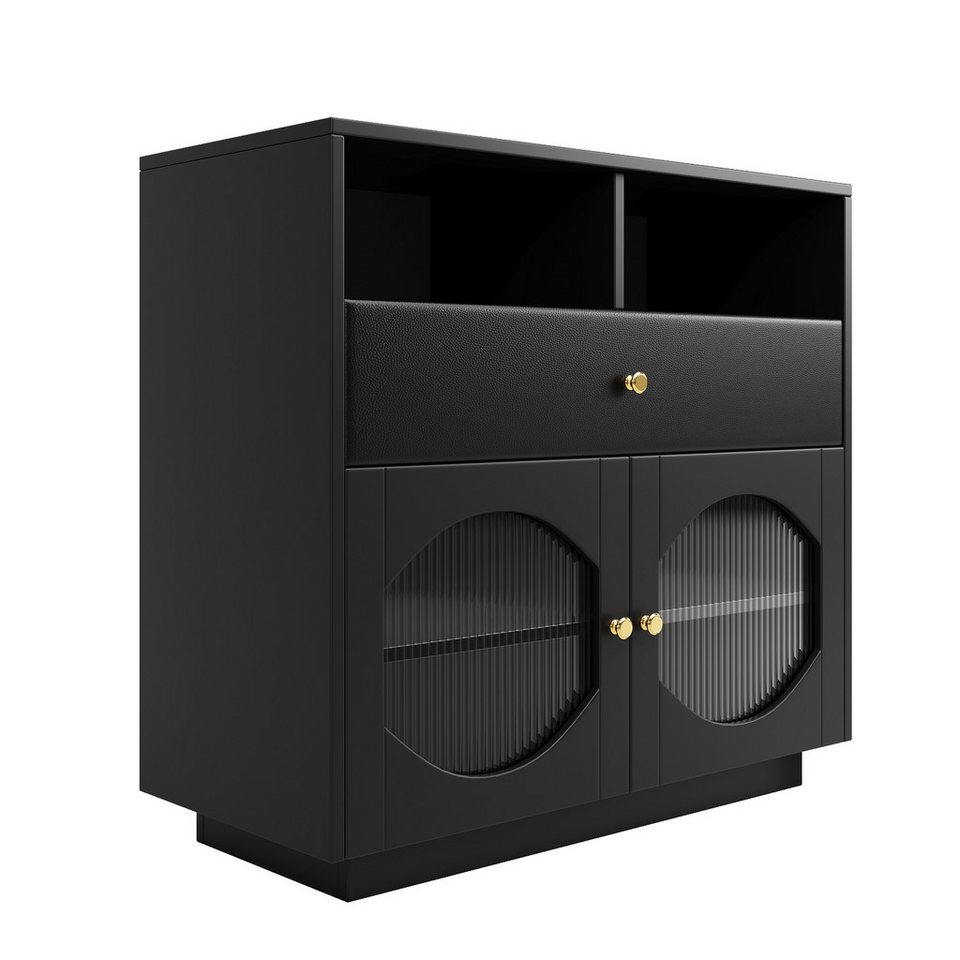 Ynofit Sideboard Buffetschrank Mit 2 Glastüren 1 Lange Schublade Und 6