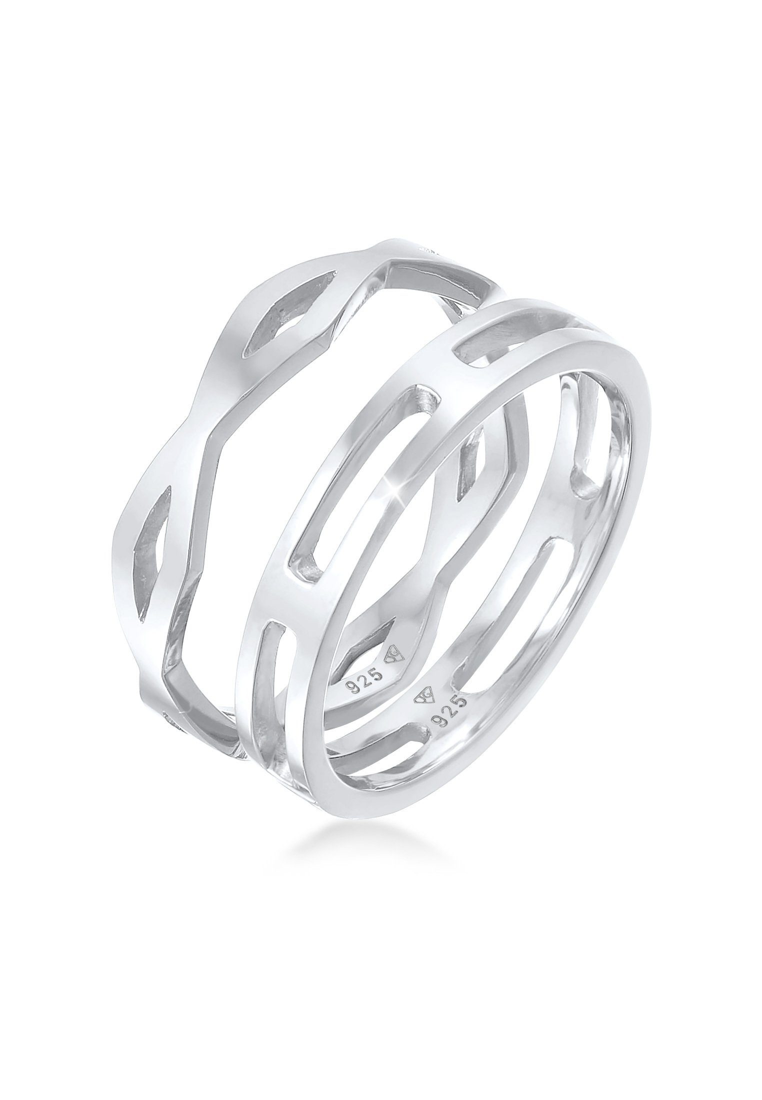 Elli Ring-Set Stapelringe Stacking Bandring 2er Set 925 Silber, Ring ...