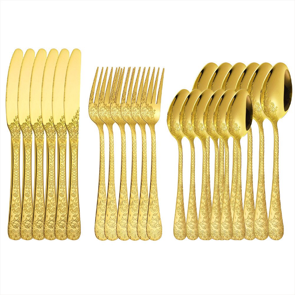 Kinglux Besteck Set 24teilig Gold Essbesteck Set Mit Messer Gabel