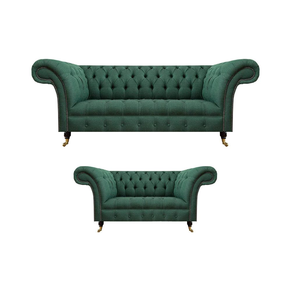 Jvmoebel Wohnzimmer Set Sofagarnitur Dreisitzer Sofas Komplett Grün