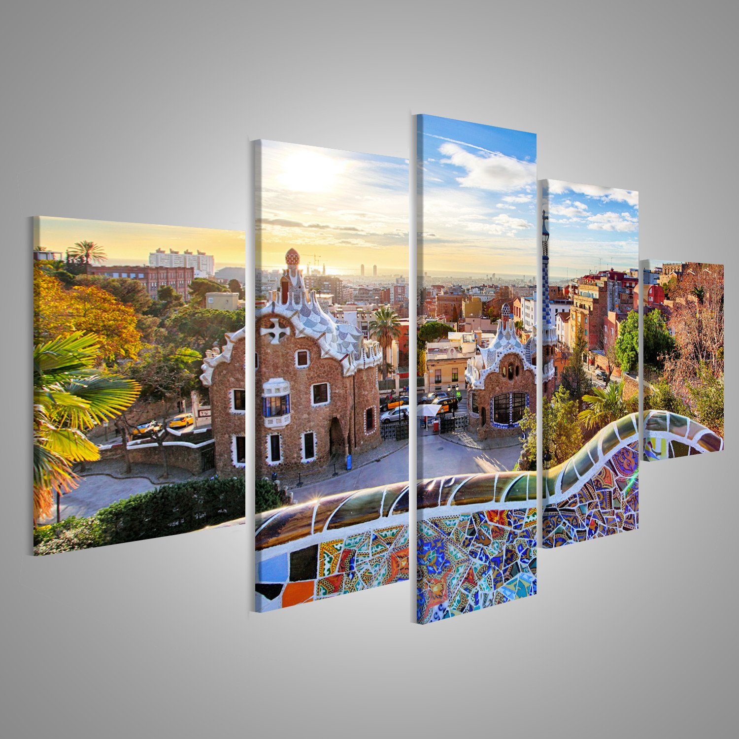 islandburner Leinwandbild »Bild auf Leinwand Barcelona Park Güell Spanien Wandbild Leinwandbild ...