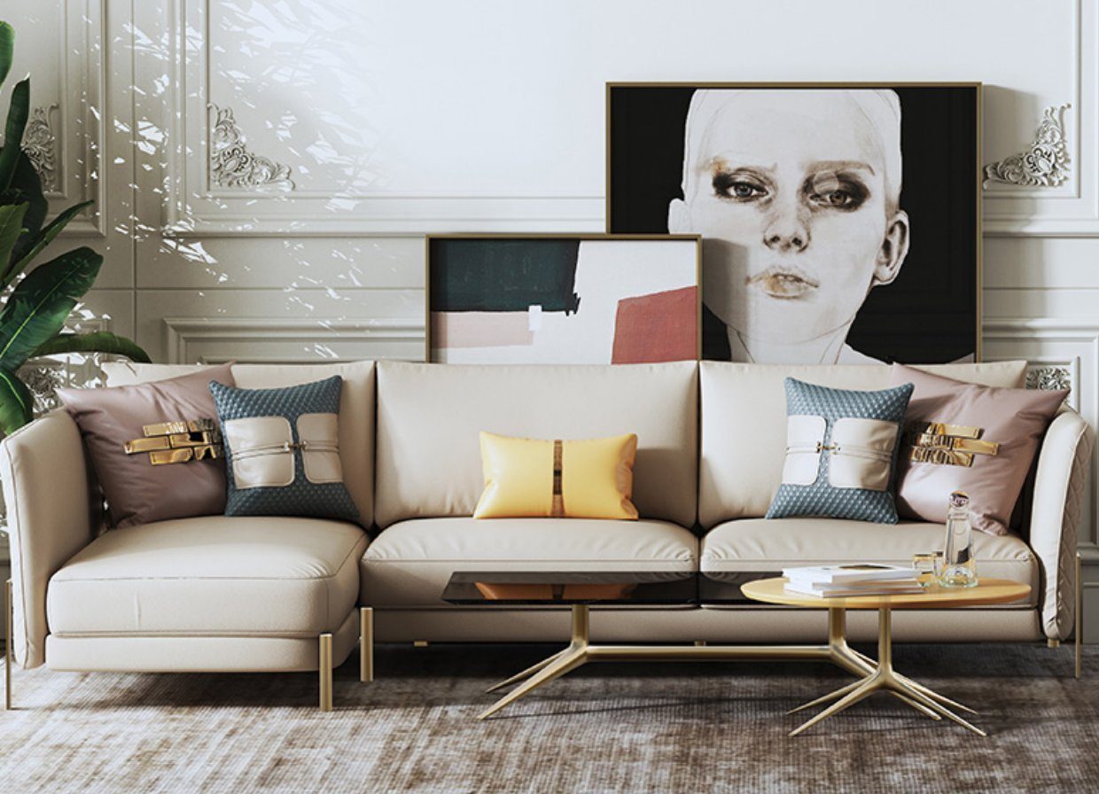 JVmoebel Ecksofa, Designer Sofa Couch Ecksofa mit Hocker Polster ...