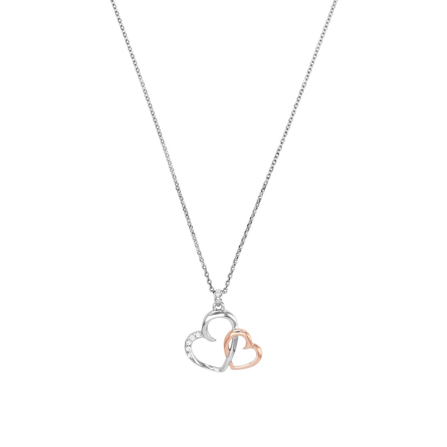 Amor Kette mit Anhänger für Damen, 925 Sterling Silber, Zirkonia synth., Herz (2-tlg., Kette mit ...