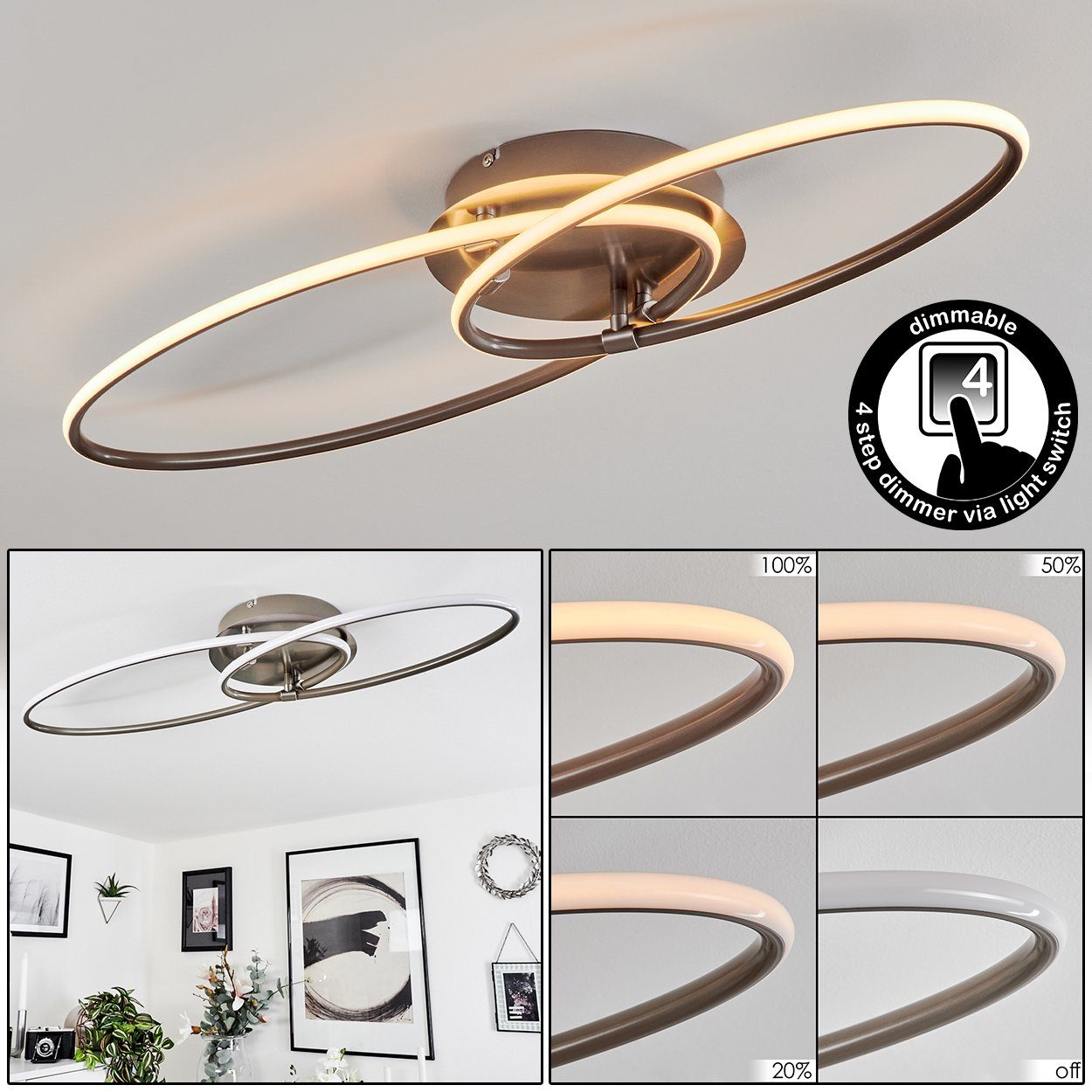 Hofstein Deckenleuchte Arce Runde Deckenlampe Aus Metallkunststoff