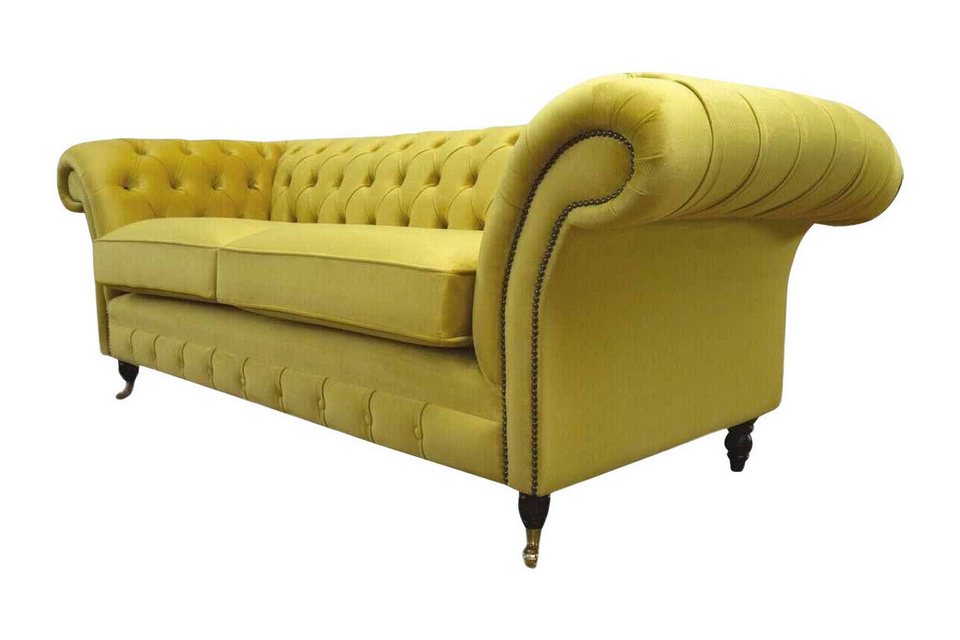 Jvmoebel Sofa Textil 3 Sitzer Gelb Stoff Design Couch Polster 230cm