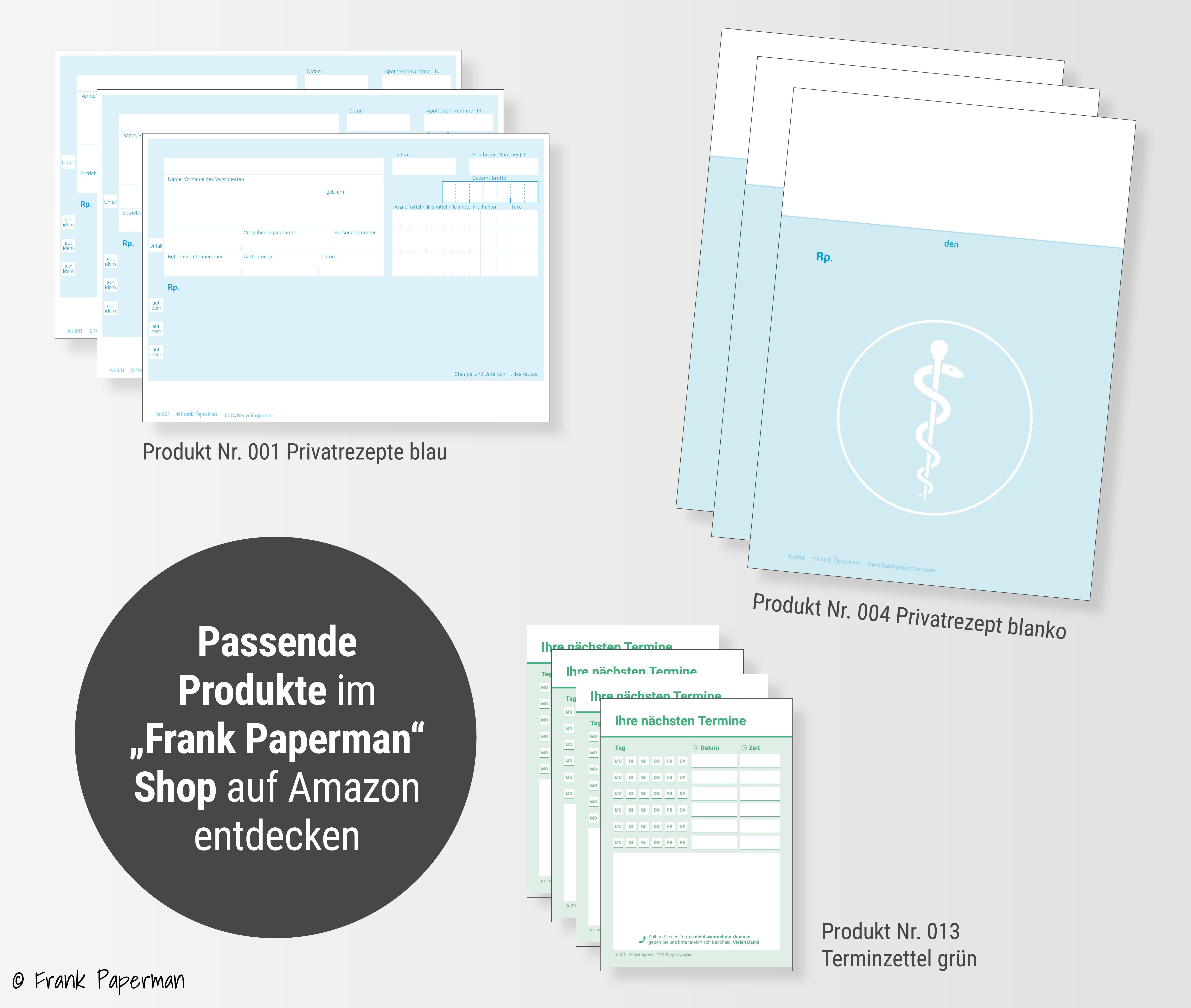 Frank Paperman Formularblock Rezeptblock Privatrezept grün, 275 Blätter ...