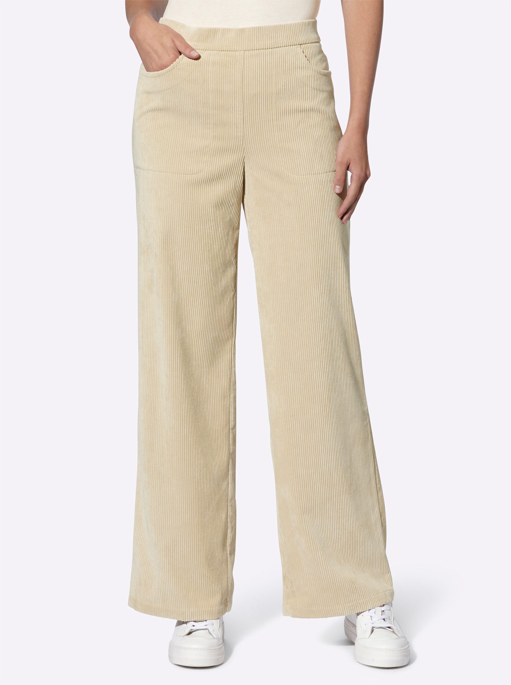 heine Jerseyhose Cordhose Innenbeinlänge ca. 79 cm, Modisch weites Bein