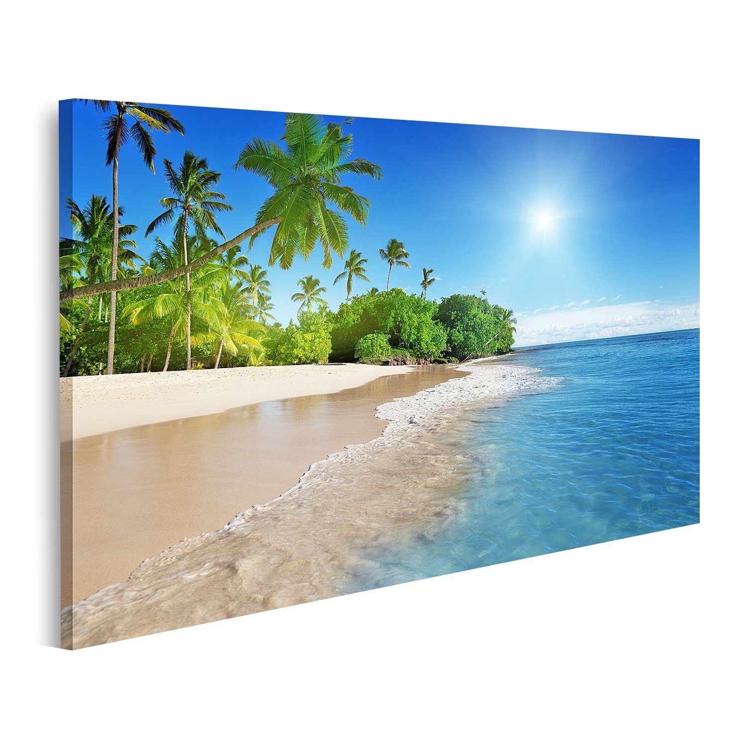islandburner Leinwandbild Bild auf Leinwand Karibisches Meer und Palmen Wandbild Poster Kunstdru