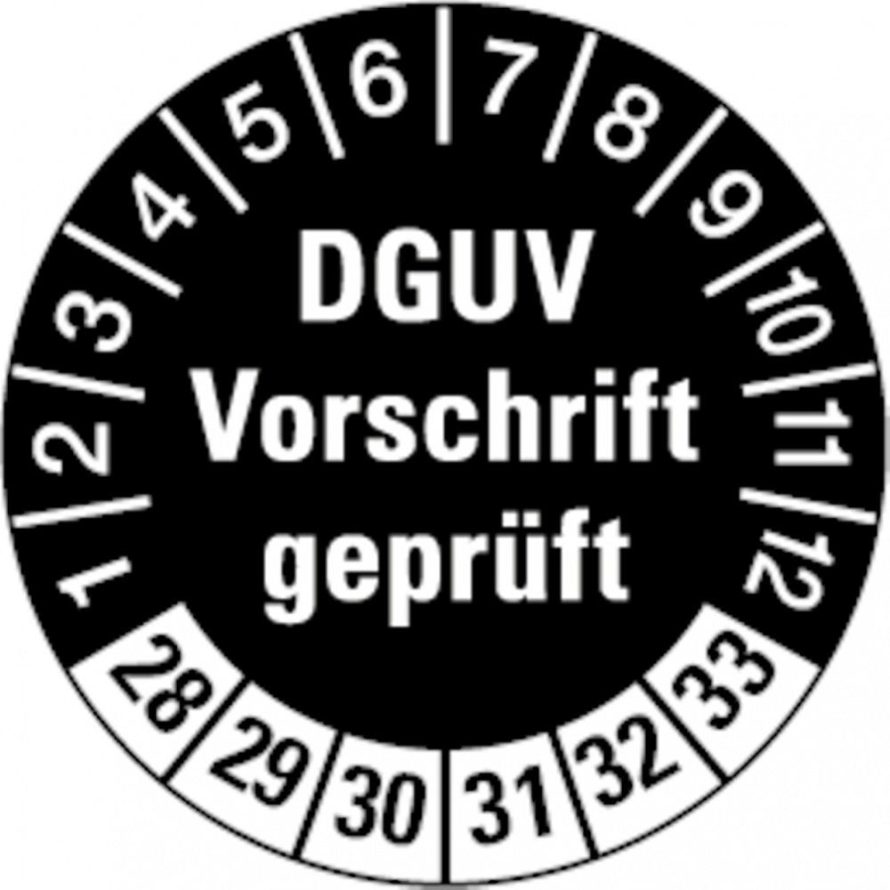 Dreifke Hinweisschild Dreifke® Prüfplakette DGUV Vorschrift geprüft schwarz/weiß, ab 2 - 30