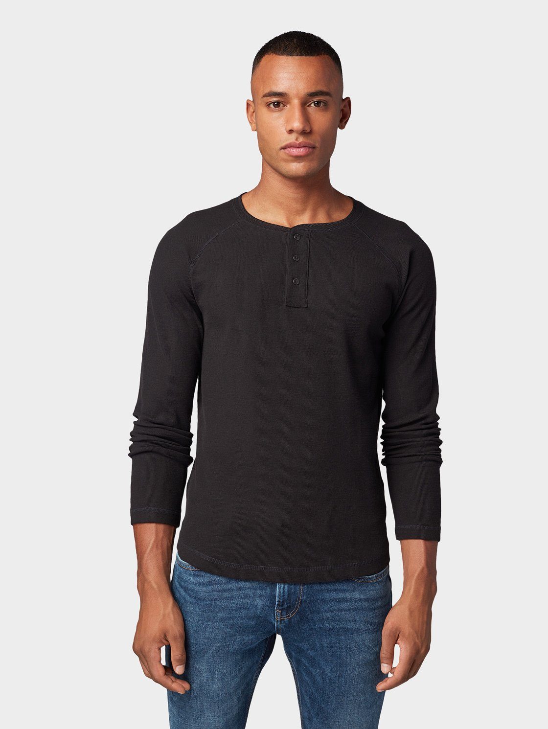 Tom Tailor Denim Langarmshirt Strukturiertes Henley Langarmshirt