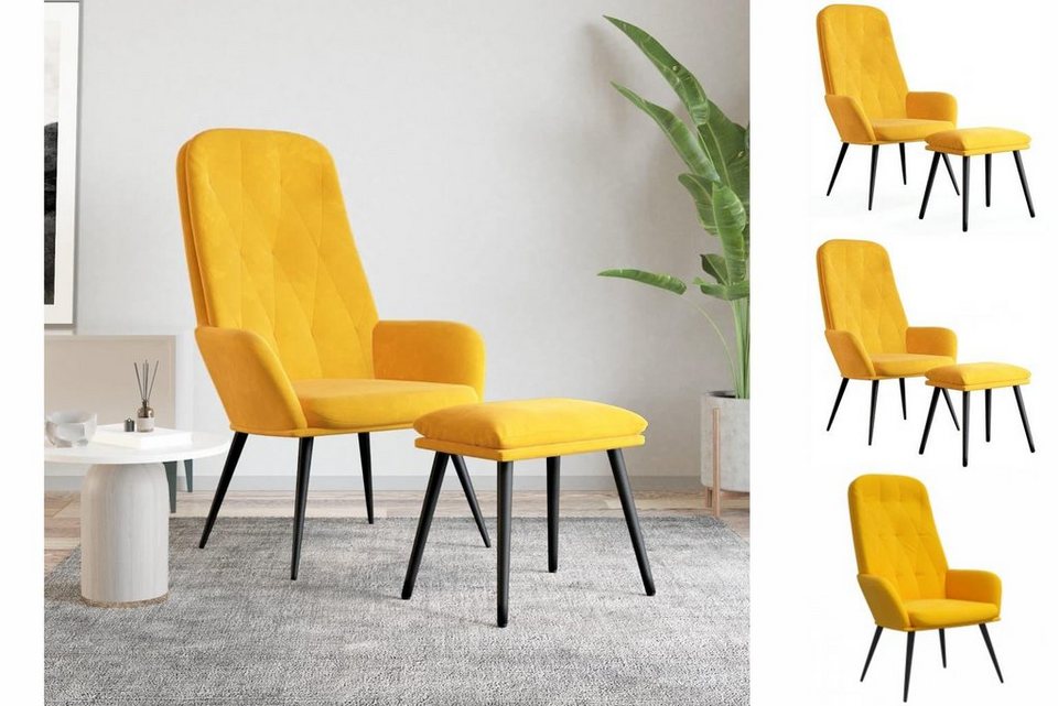 Vidaxl Sessel Relaxsessel Mit Hocker Fußablage Senfgelb Samt Trendfyrbe