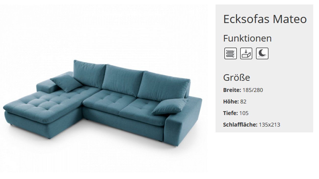 Jvmoebel Ecksofa Schlafcouch Multifunktions Sofa Bettfunktion Eck