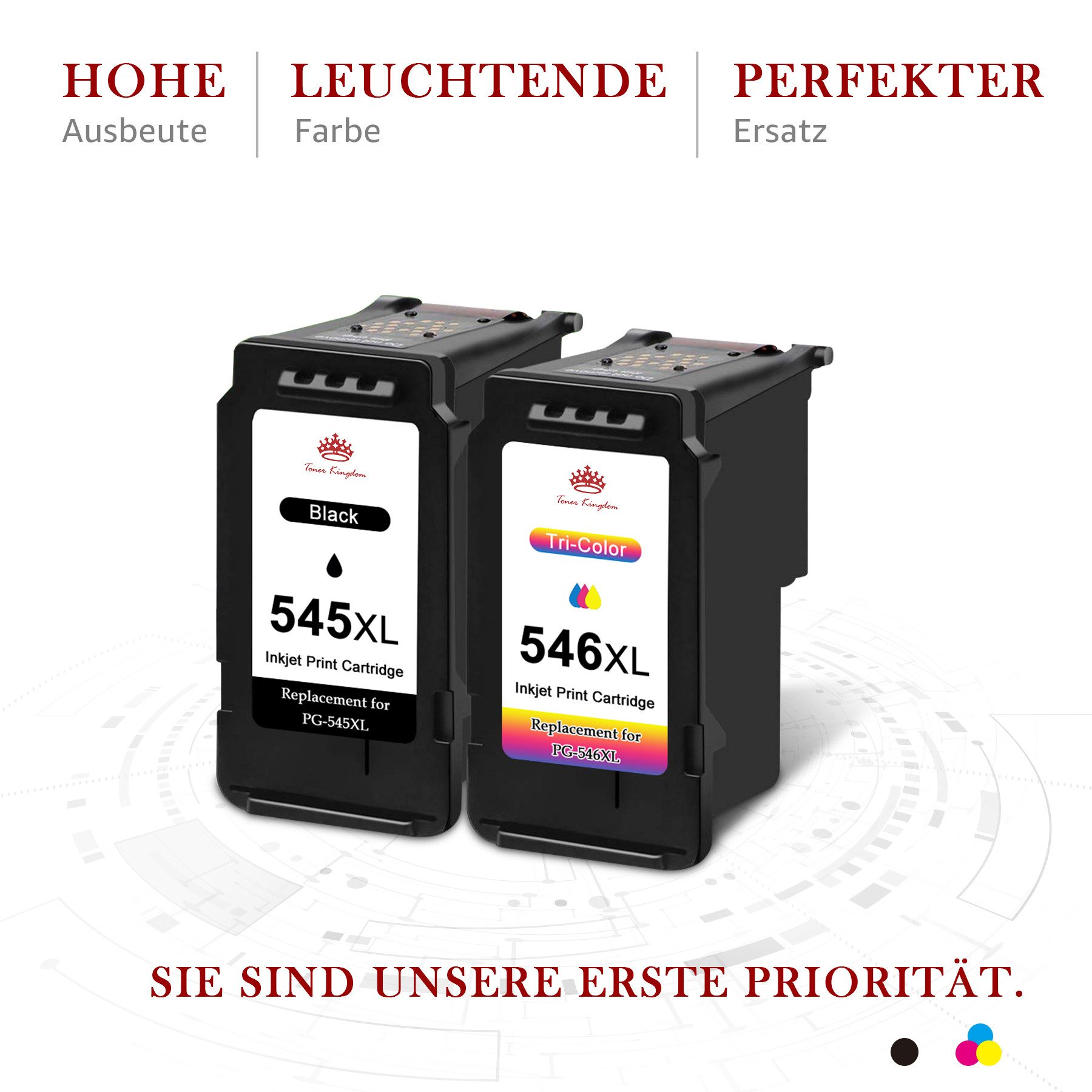 Toner Kingdom 2er Druckerpatrone für CANON 545 546 PG 545 XL CL-546 ...