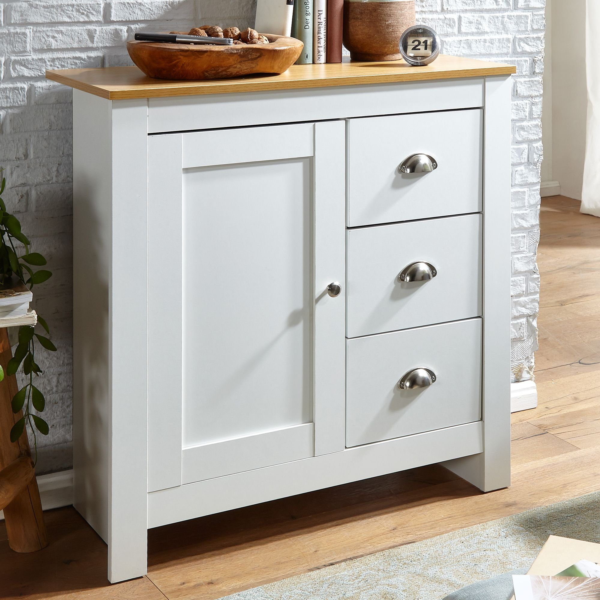 Finebuy Sideboard Fb72001 Mit 3 Schubladen 79x81x35 Cm Kommode Weiß
