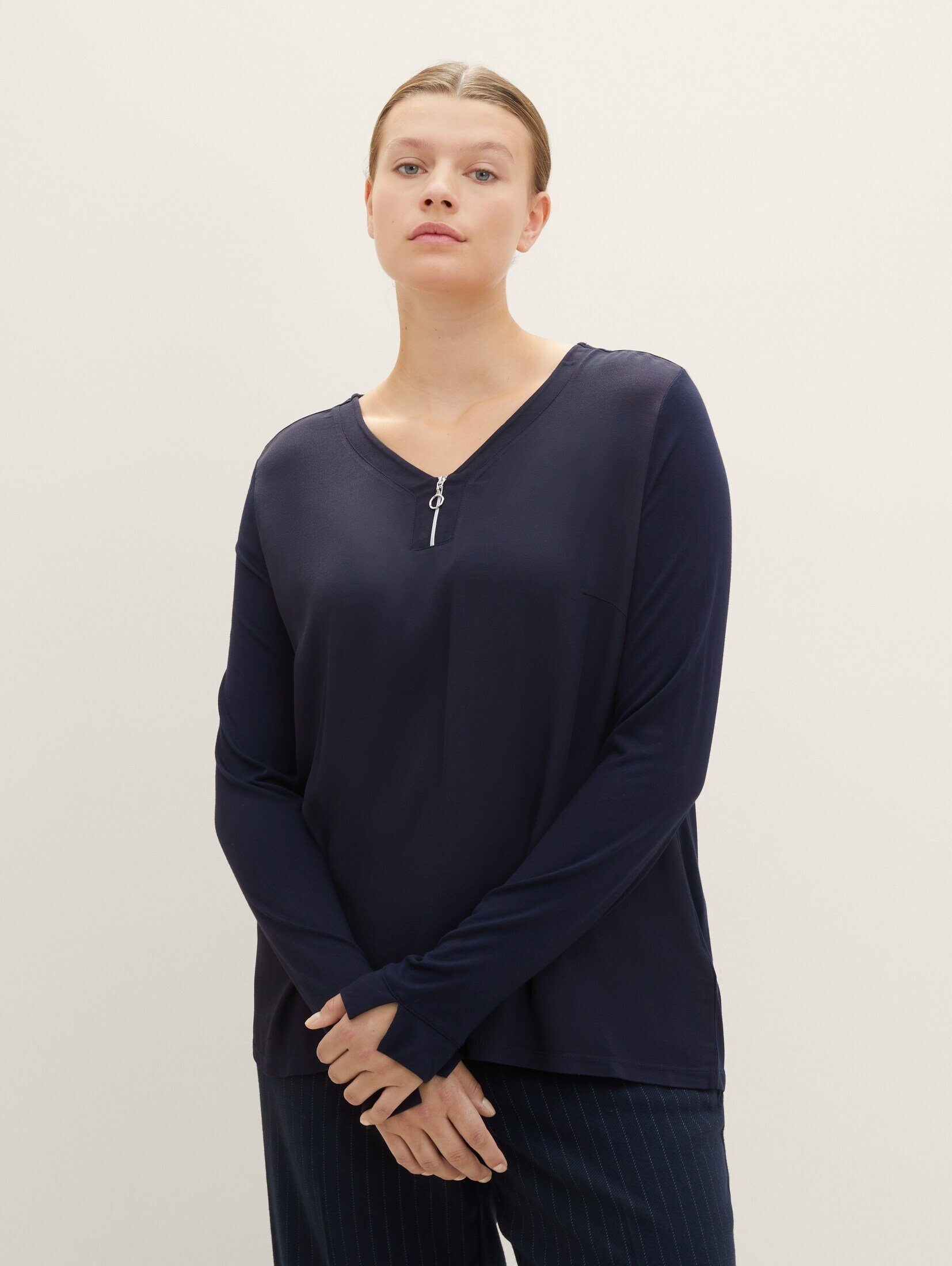 Tom Tailor Plus T Shirt Plus Langarmshirt Mit Lenzingtm Ecoverotm