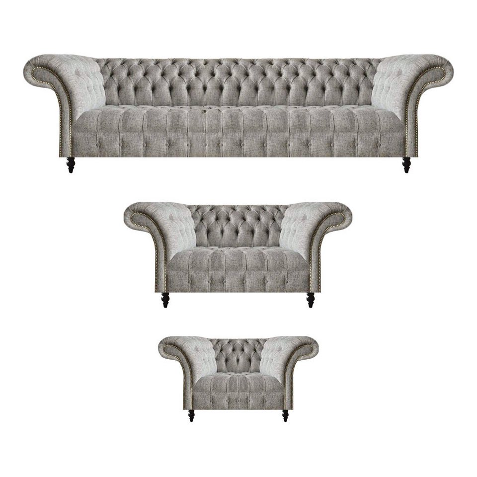 Jvmoebel Chesterfield Sofa Design Möbel Set 3tlg Komplett Chesterfield