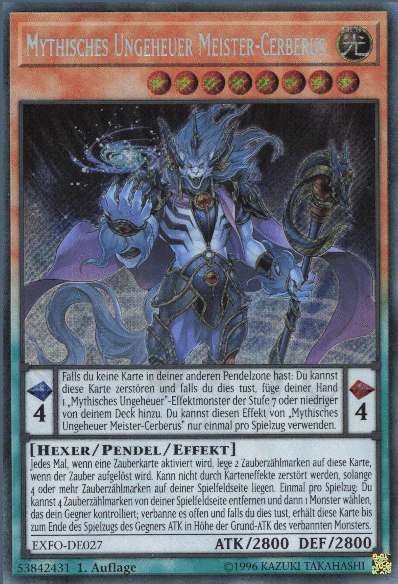 ReCollectibles Sammelkarte YuGiOh Karte Mythisches Ungeheuer Meister-Cerberus, Yu-Gi-Oh! Karte ...