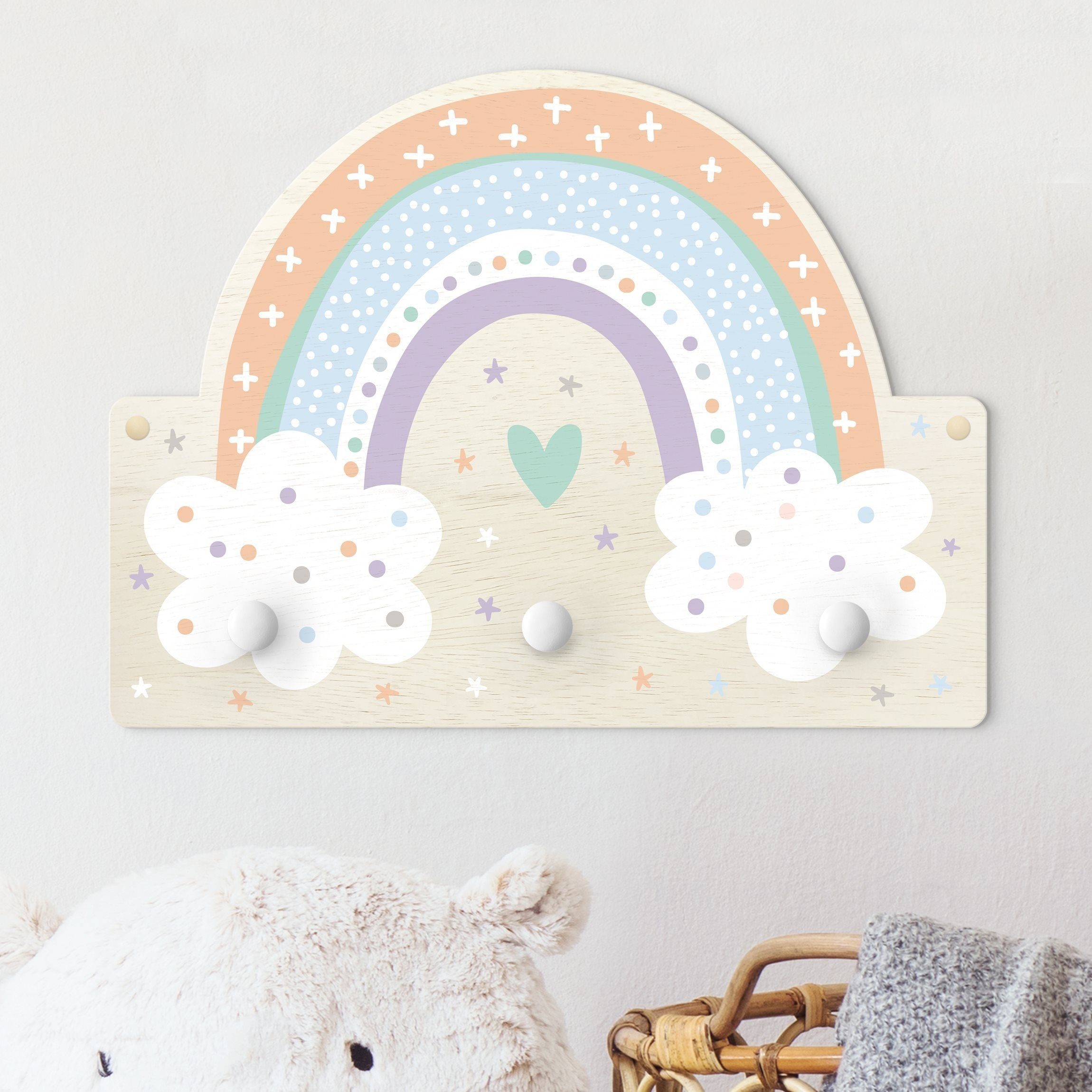 Bilderdepot24 Garderobenpaneel Pastell Muster Weltall Himmel Sterne