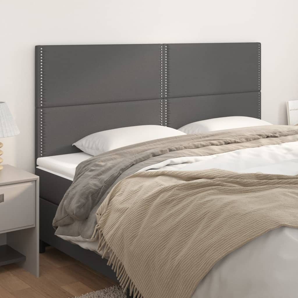 TOP! Kopfteile 4 Stk. Grau 80x5x78/88 cm Kunstleder PC